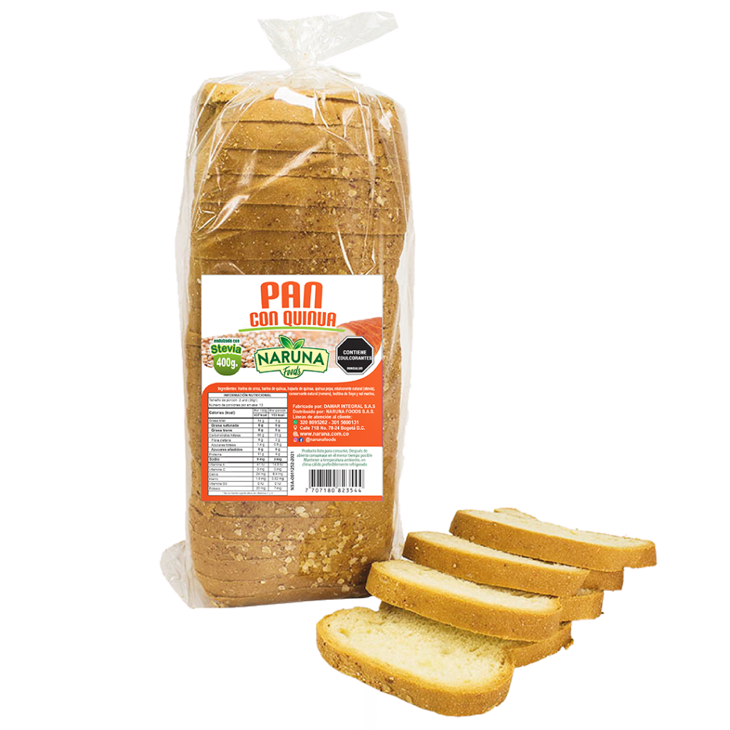 Pan de Quinua y Arroz Tajado - 400g - Panadería Saludable, Panadería ...